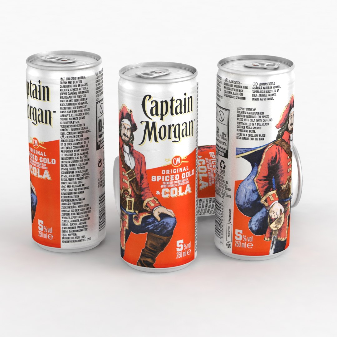 3D Alcohol Can Captain Morgan Original Spiced Gold and Cola 250ml 2022 ...