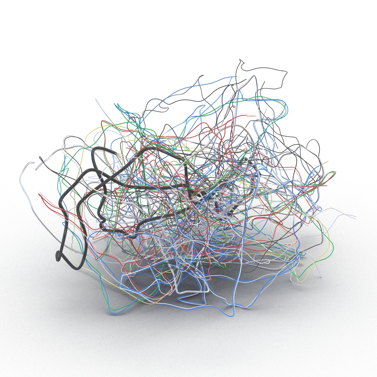 3d model of pile colorful plastic cables