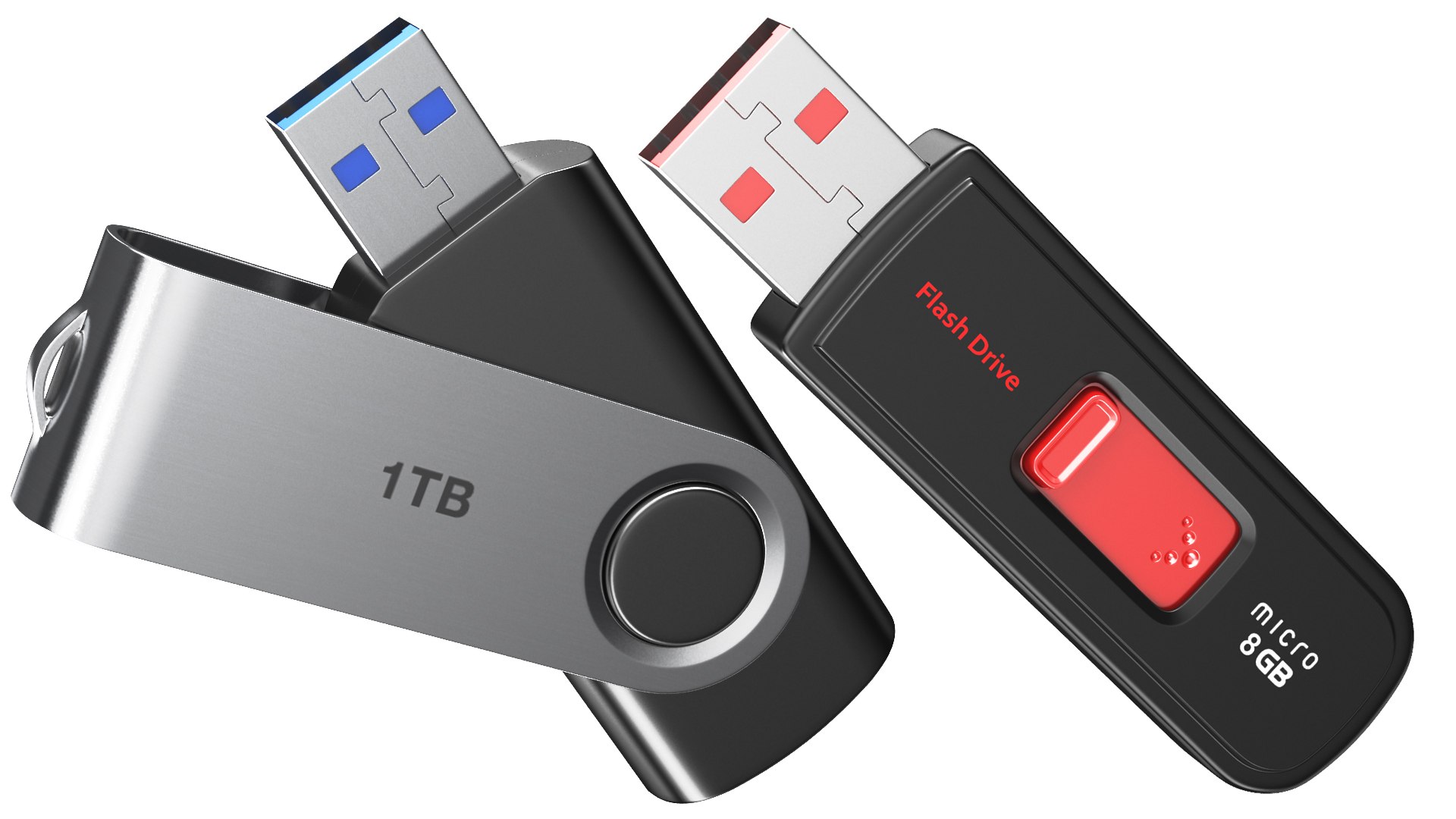 3D Two Detailed USB Flash Drivers Model - TurboSquid 2114347
