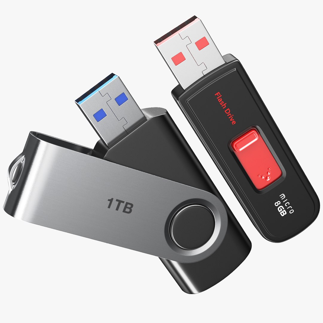 3D Two Detailed USB Flash Drivers Model - TurboSquid 2114347