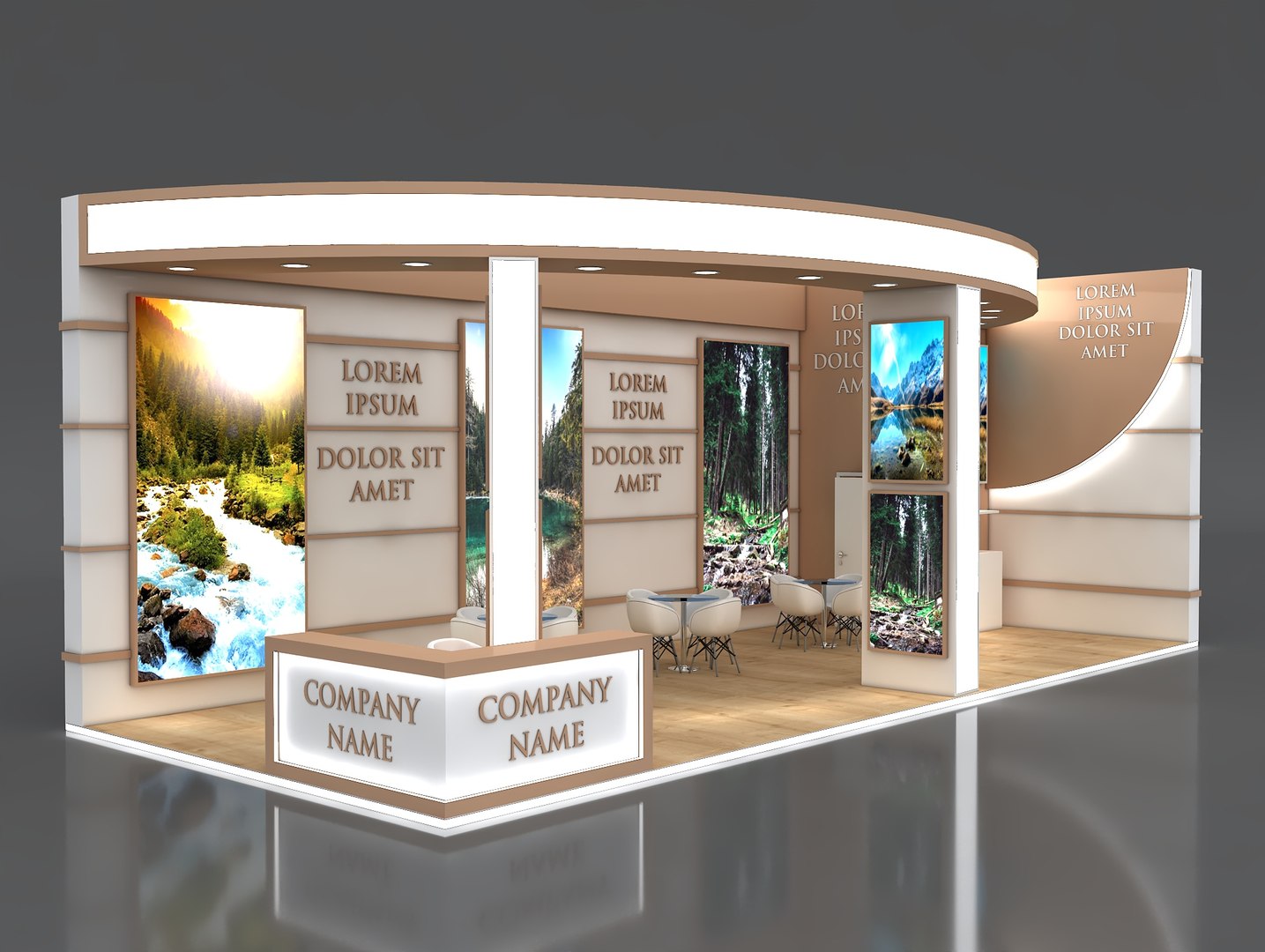 3D Booth Exhibition Stand Stall 12x5m Height 450 Cm 2 Side Open 3D ...