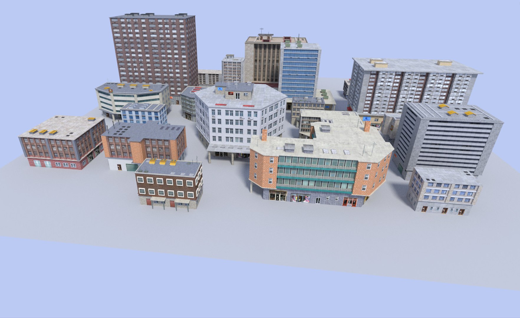 Pack 20 Buildings 3d Model