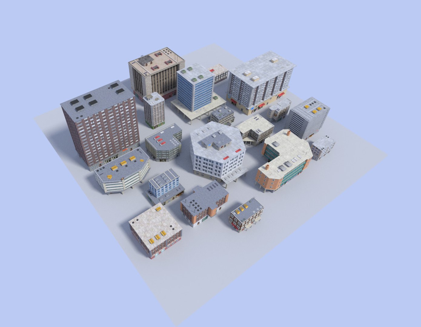 Pack 20 Buildings 3d Model