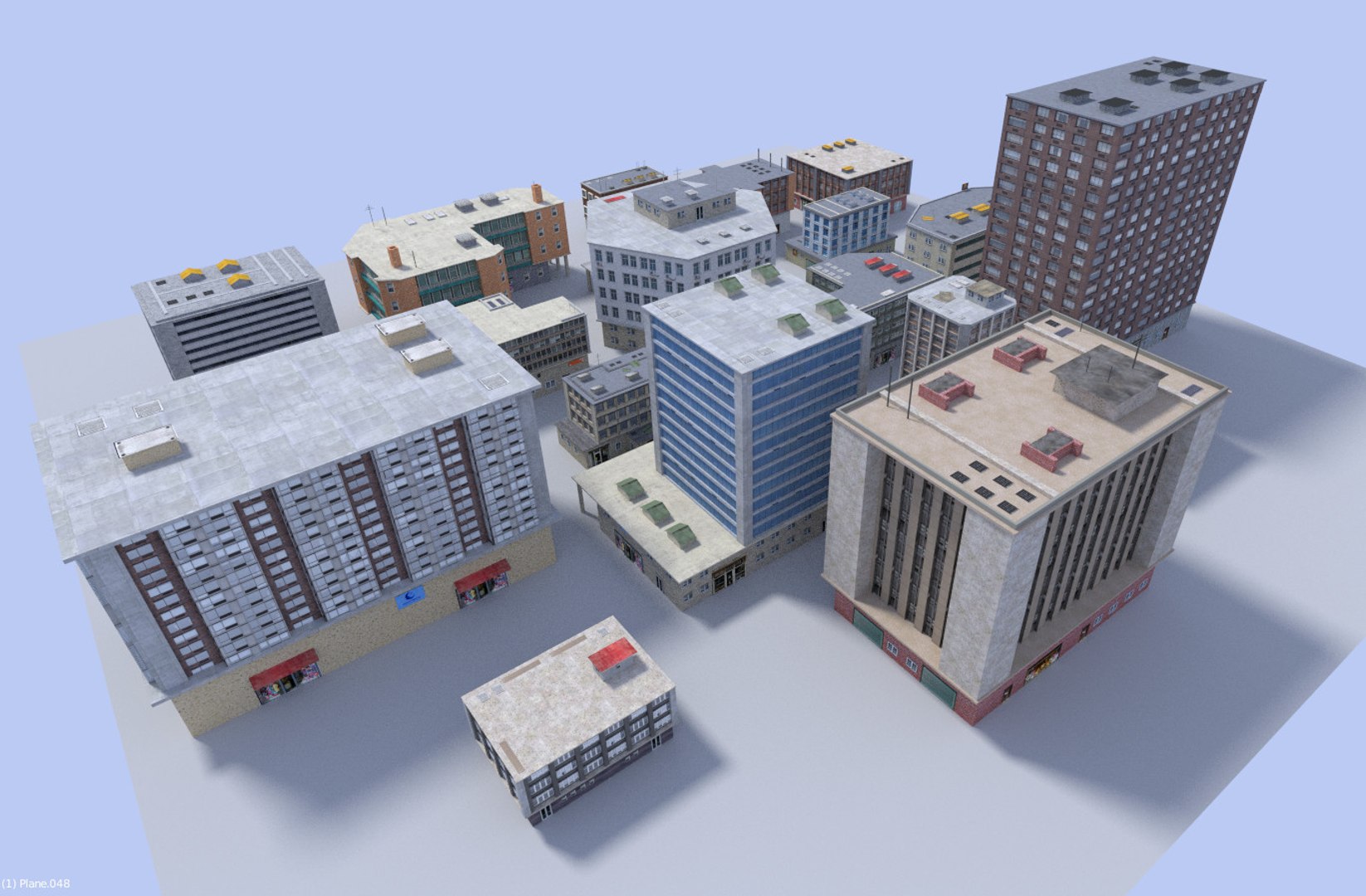 Pack 20 Buildings 3d Model