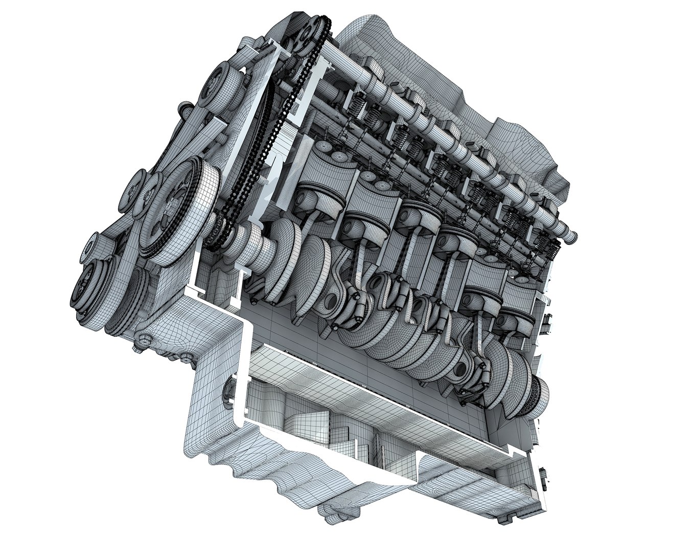 3D v12 engine cutaway - TurboSquid 1414544