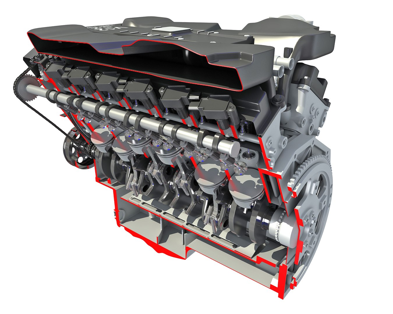 3D v12 engine cutaway - TurboSquid 1414544