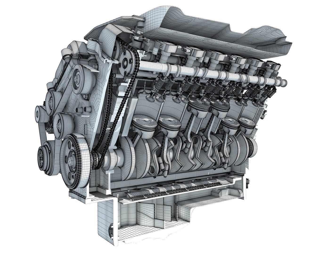 3D v12 engine cutaway - TurboSquid 1414544
