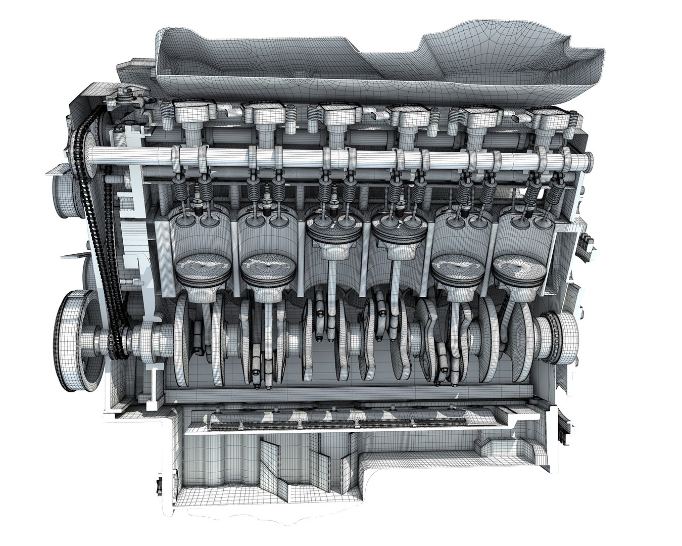 3D v12 engine cutaway - TurboSquid 1414544