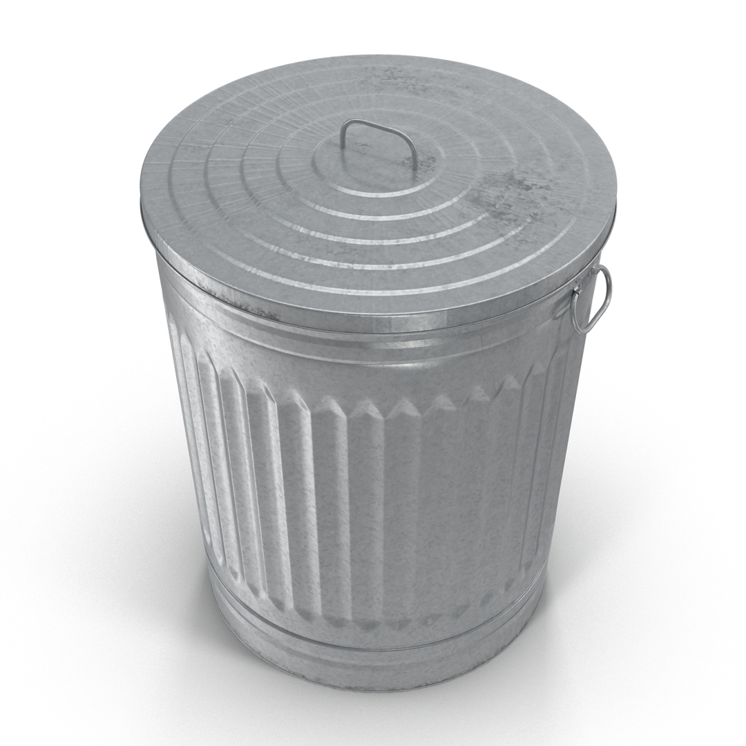 3d garbage cans 3 modeled