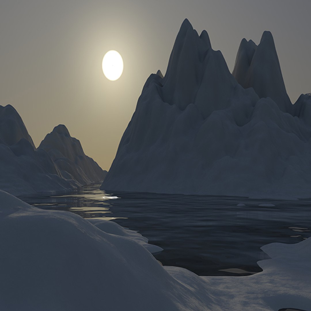 snow mountain day-night simulation max