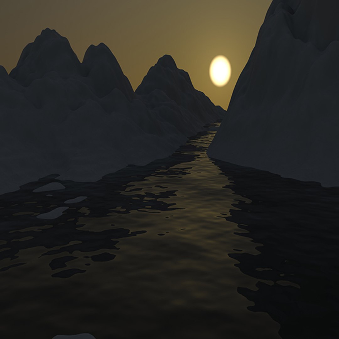 snow mountain day-night simulation max