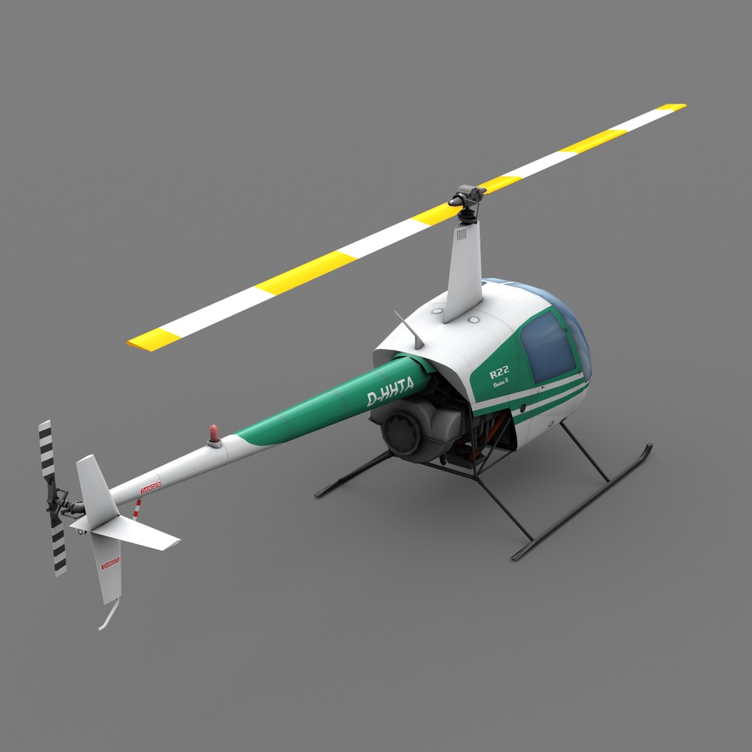 3d Low-poly Robinson R22 Helicopter Model