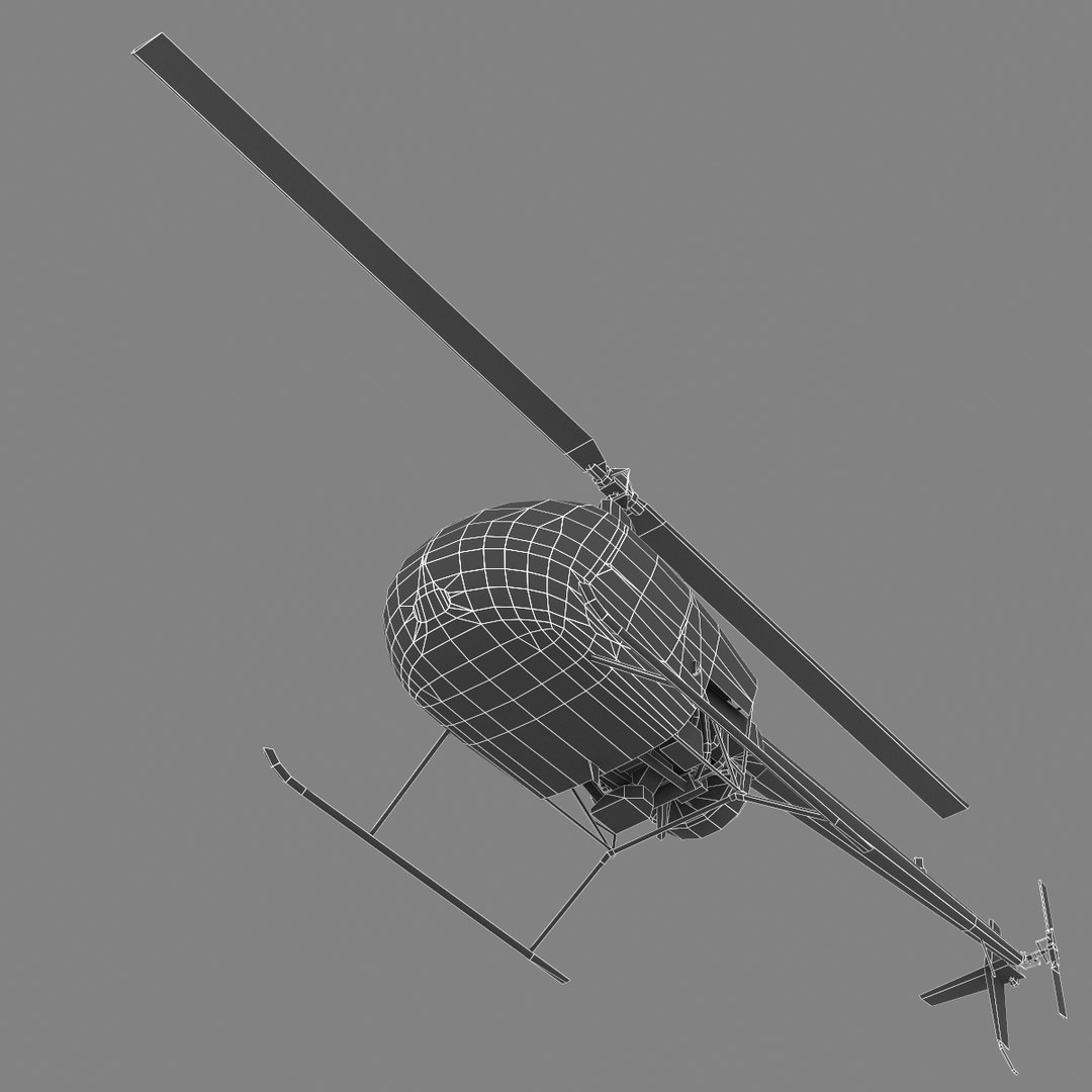 3d Low-poly Robinson R22 Helicopter Model