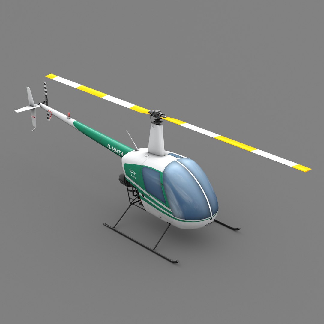 3d Low-poly Robinson R22 Helicopter Model