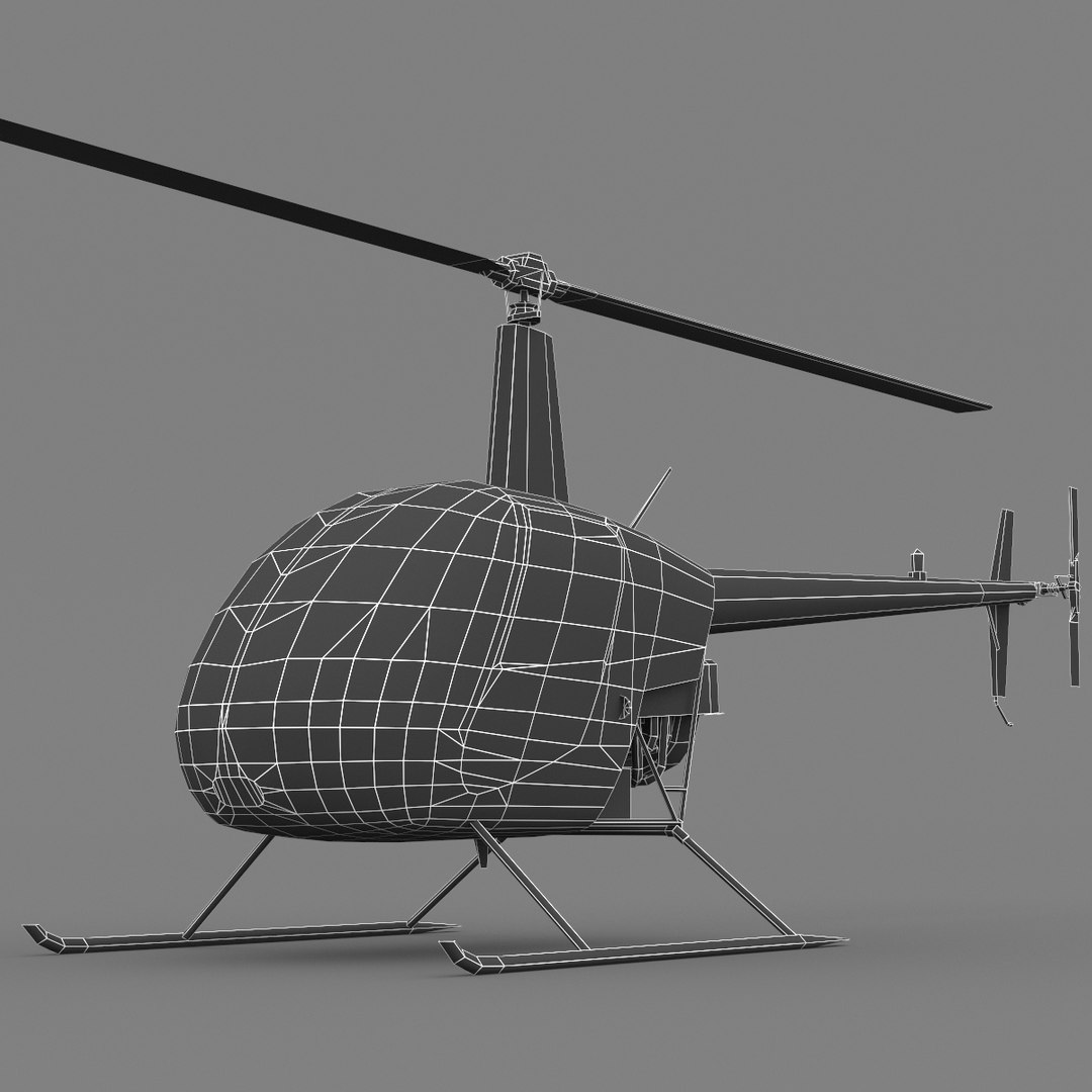 3d Low-poly Robinson R22 Helicopter Model