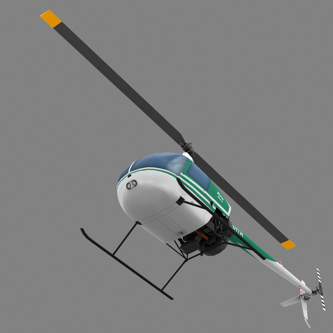 3d Low-poly Robinson R22 Helicopter Model
