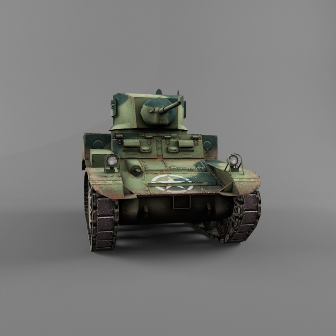 M3 Stuart Artillery 3d Model