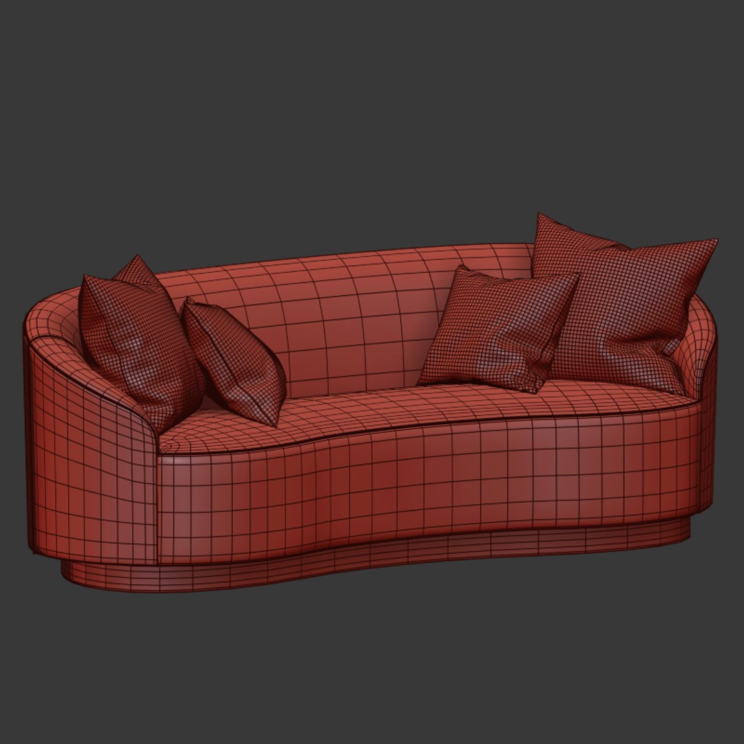 Petite Curved Sofa Model - TurboSquid 1551562