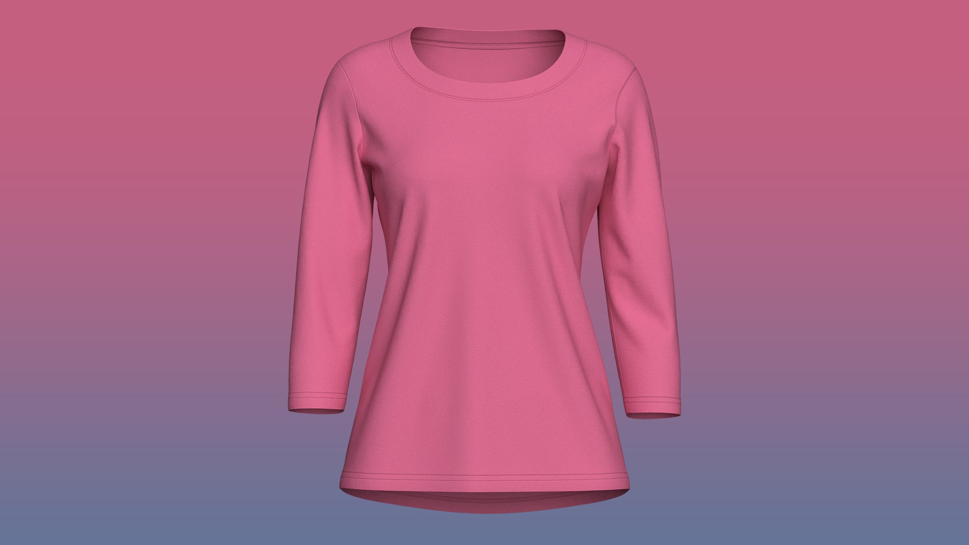 3D Model Women Stretch Cotton Boat Neck Sleeve Tee - TurboSquid 2034937
