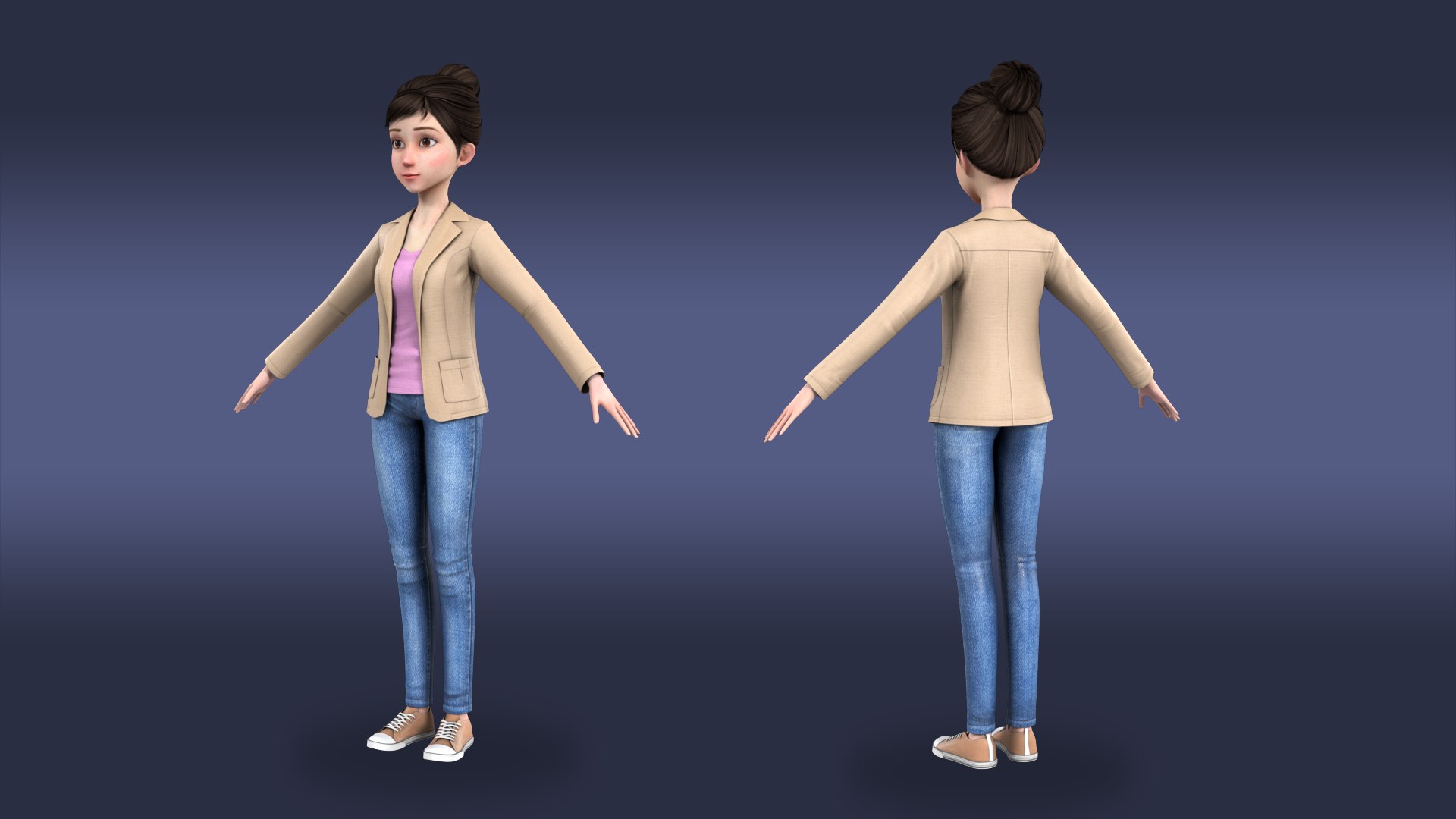 3D Cartoon Woman Model - TurboSquid 2101853