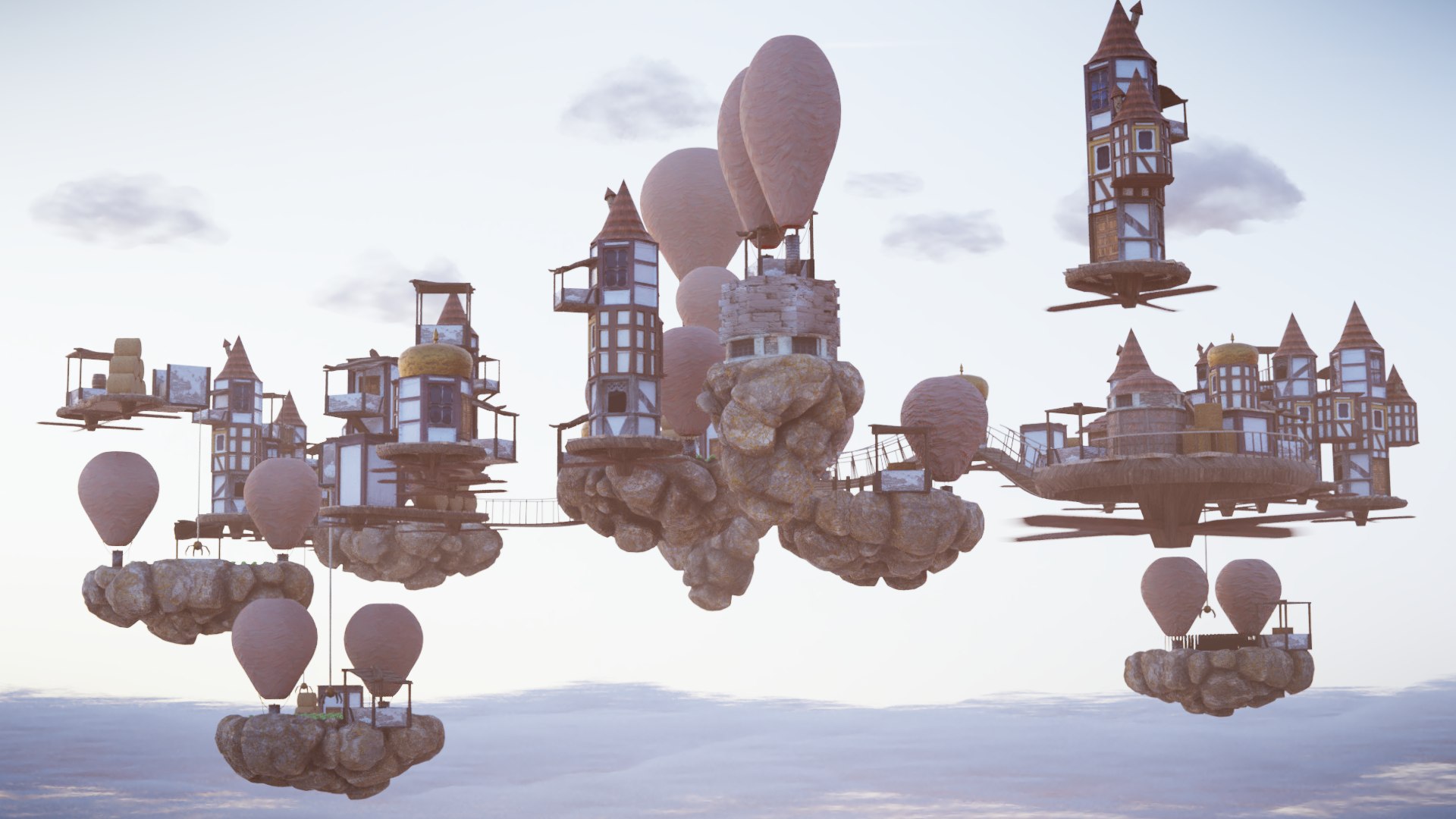 3D Model Medieval Flying City - TurboSquid 1784232