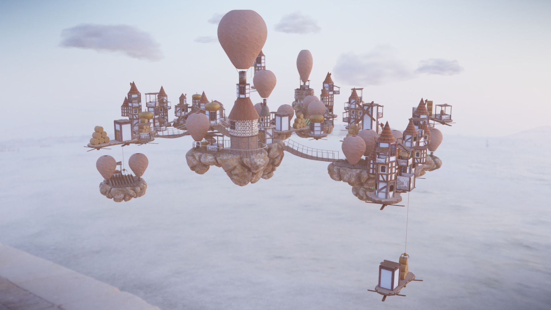 3D Model Medieval Flying City - TurboSquid 1784232