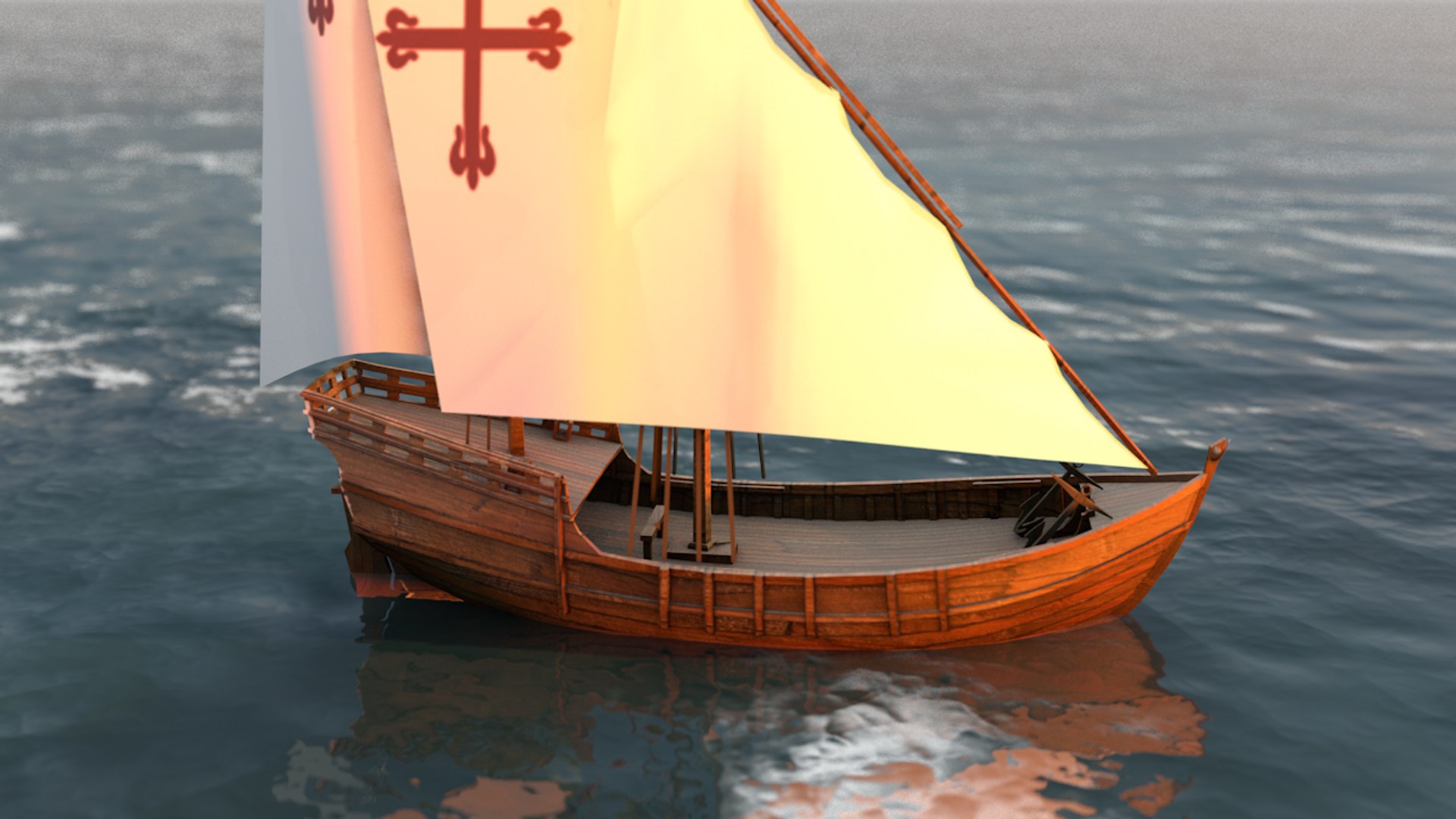 Caravel Sail Boat 3D Model - TurboSquid 1376044