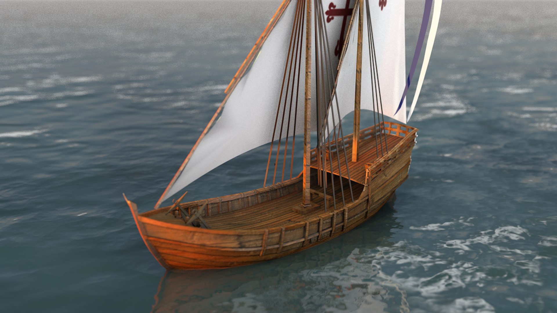 Caravel Sail Boat 3D Model - TurboSquid 1376044