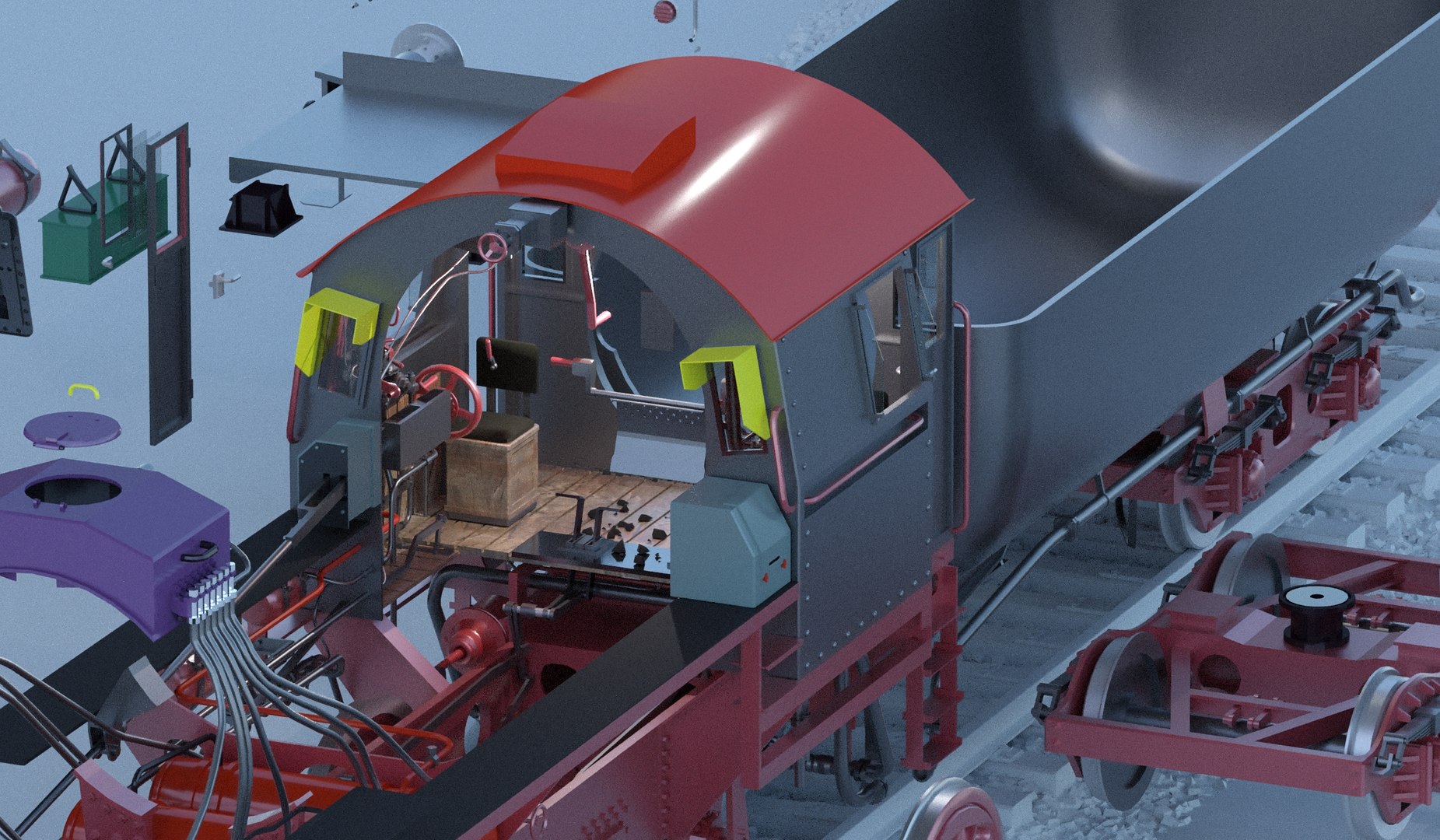 3D The Disassembled Steam Locomotive - TurboSquid 2170780