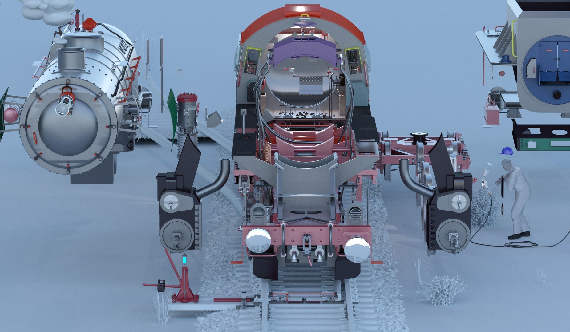 3D The Disassembled Steam Locomotive - TurboSquid 2170780