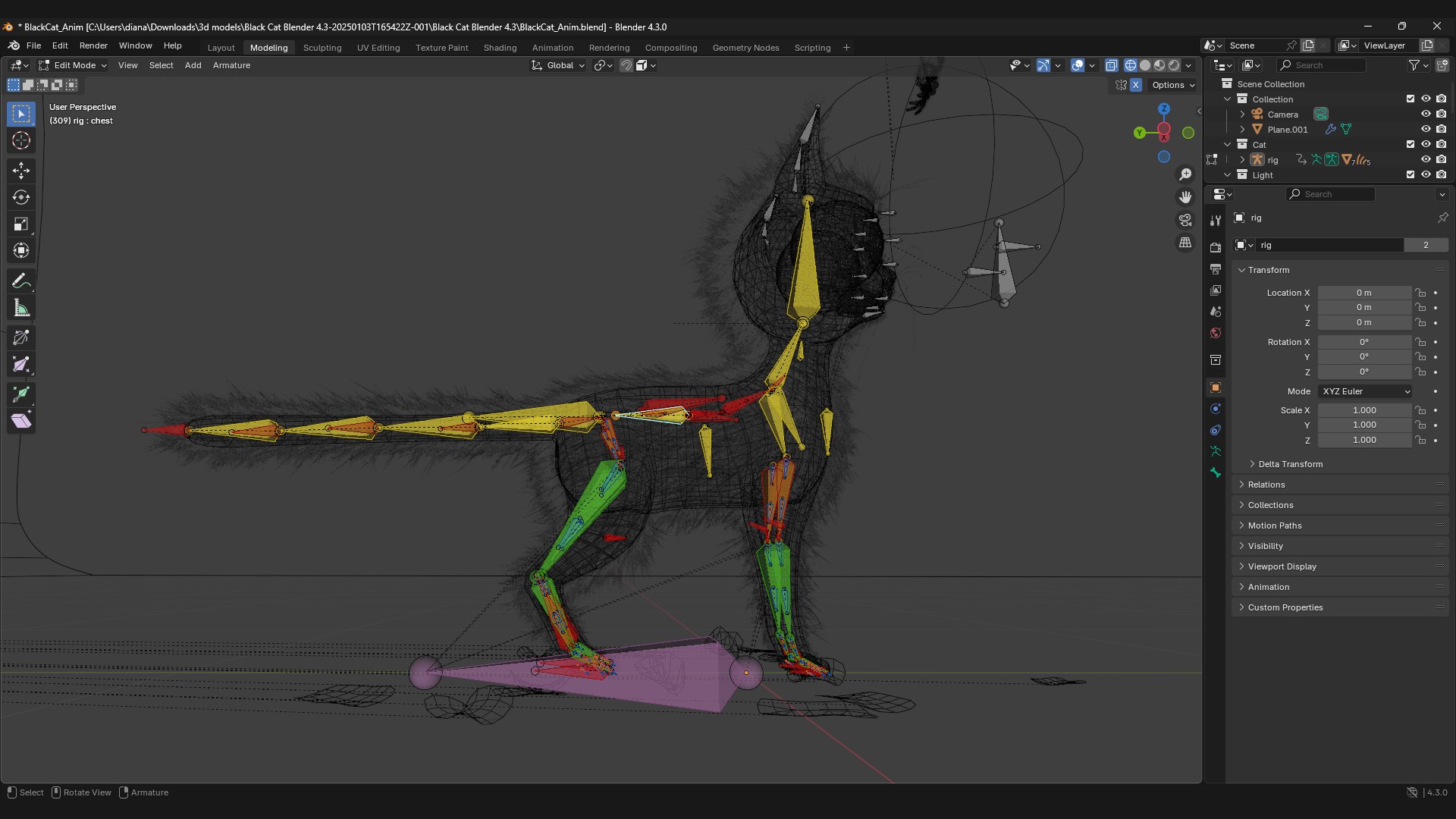 3D Model Cute Black Cat - Animated - TurboSquid 2334402