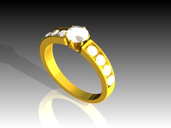 gold wedding ring diamond 3d model