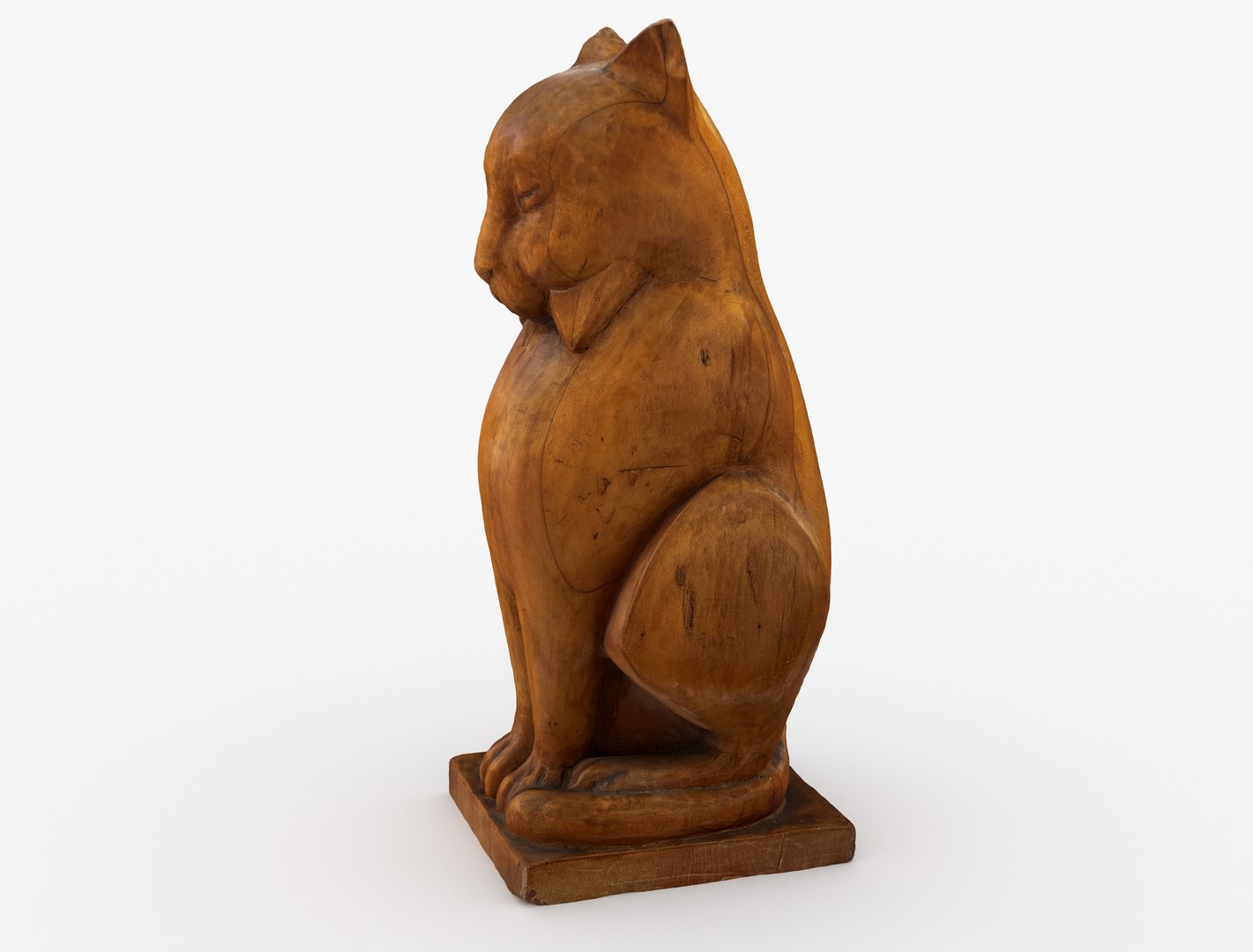3D Model Hand Carved Wooden Cat Statue - TurboSquid 2184000