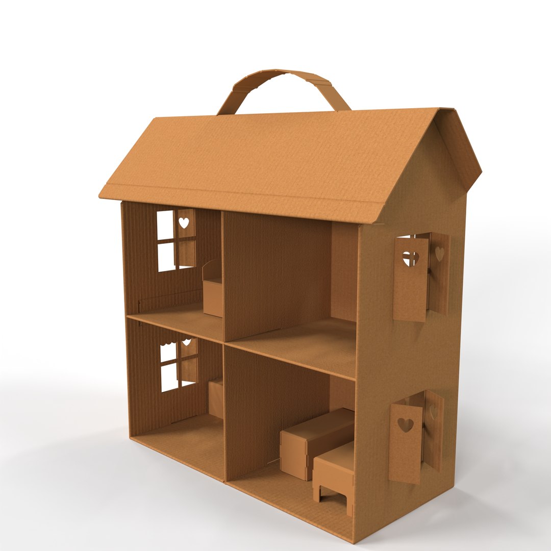 3D Handcrafted Cardboard House With Miniature Furniture - TurboSquid ...