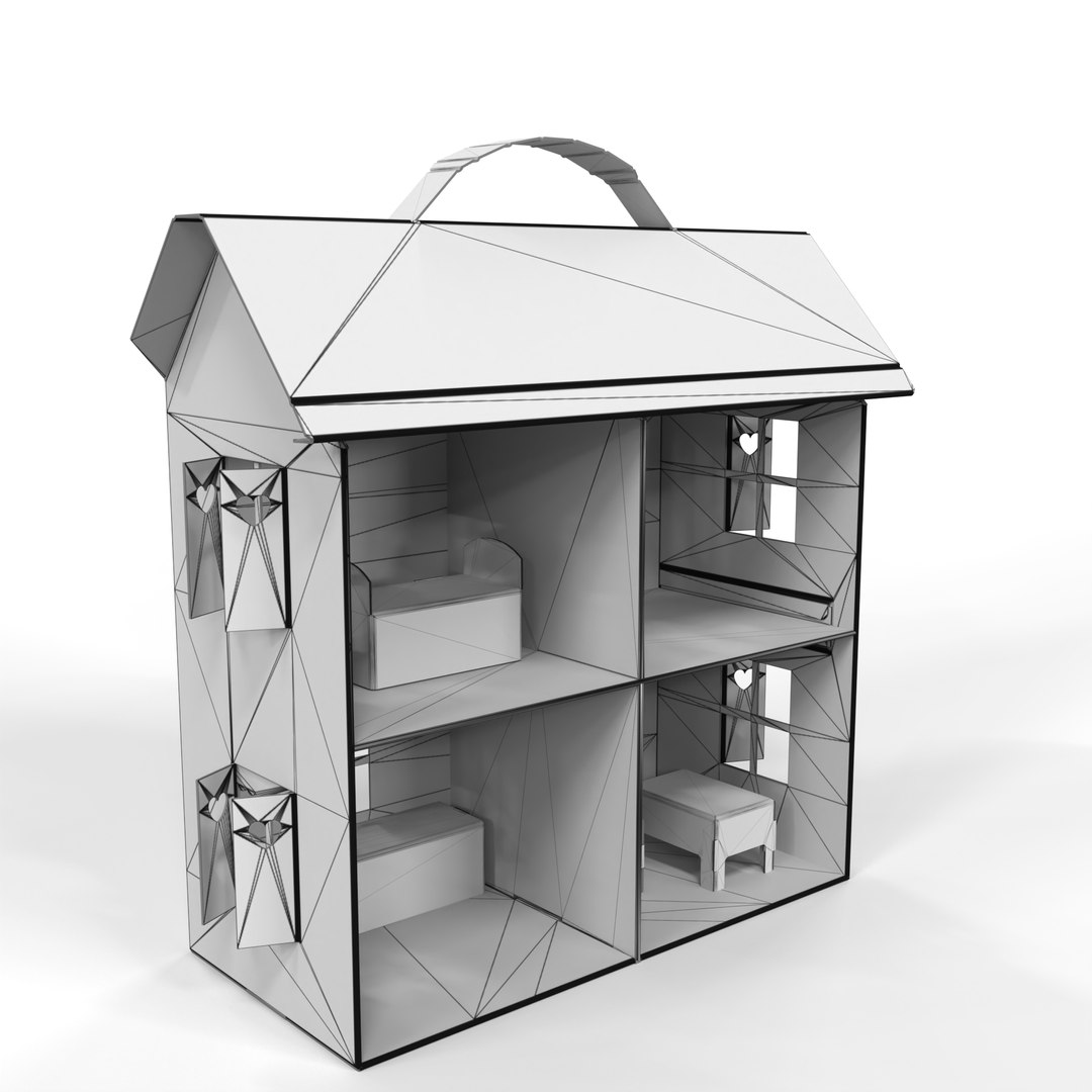 3D Handcrafted Cardboard House With Miniature Furniture - TurboSquid ...