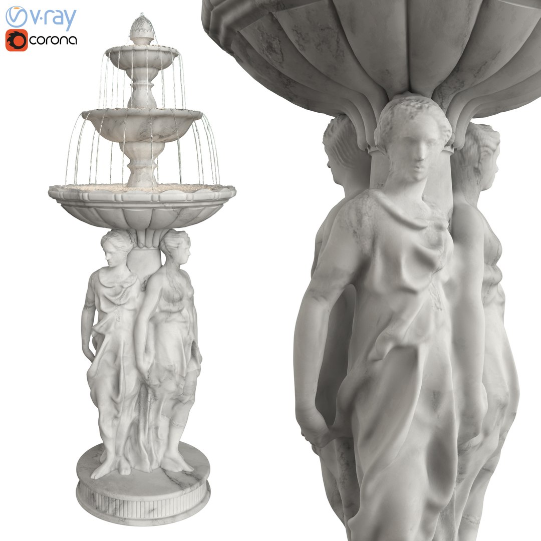 3D Model Three Roman Woman Fountain - TurboSquid 1949950