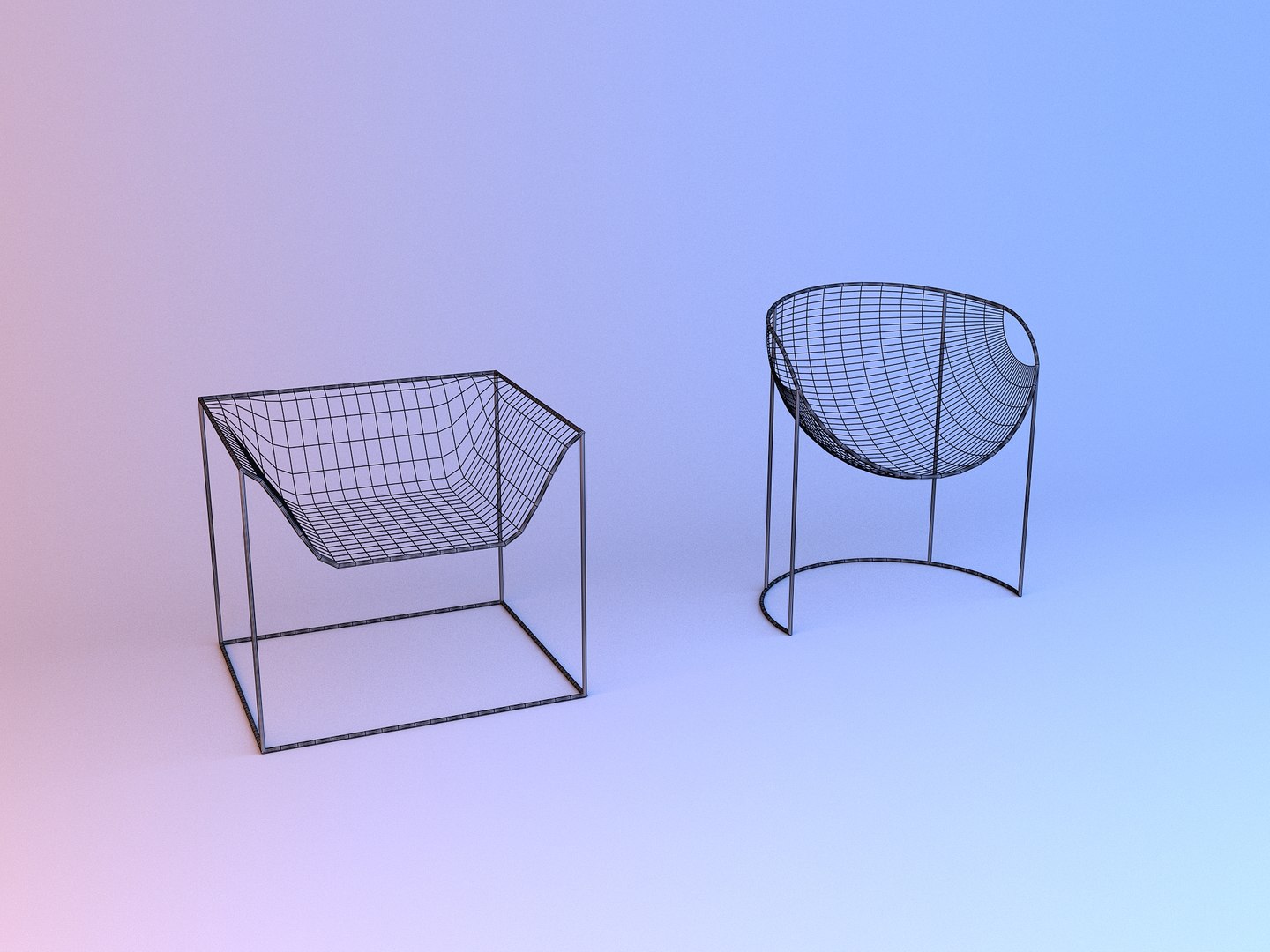 3D Grid Metal Chair Model - TurboSquid 1735984
