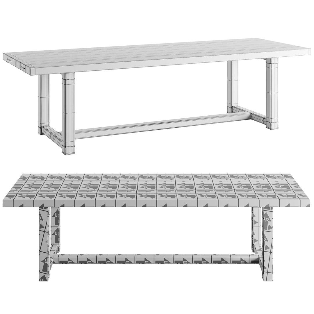 Restoration Hardware Cayden Campaign Dinning Table 3D Model - TurboSquid 1954661