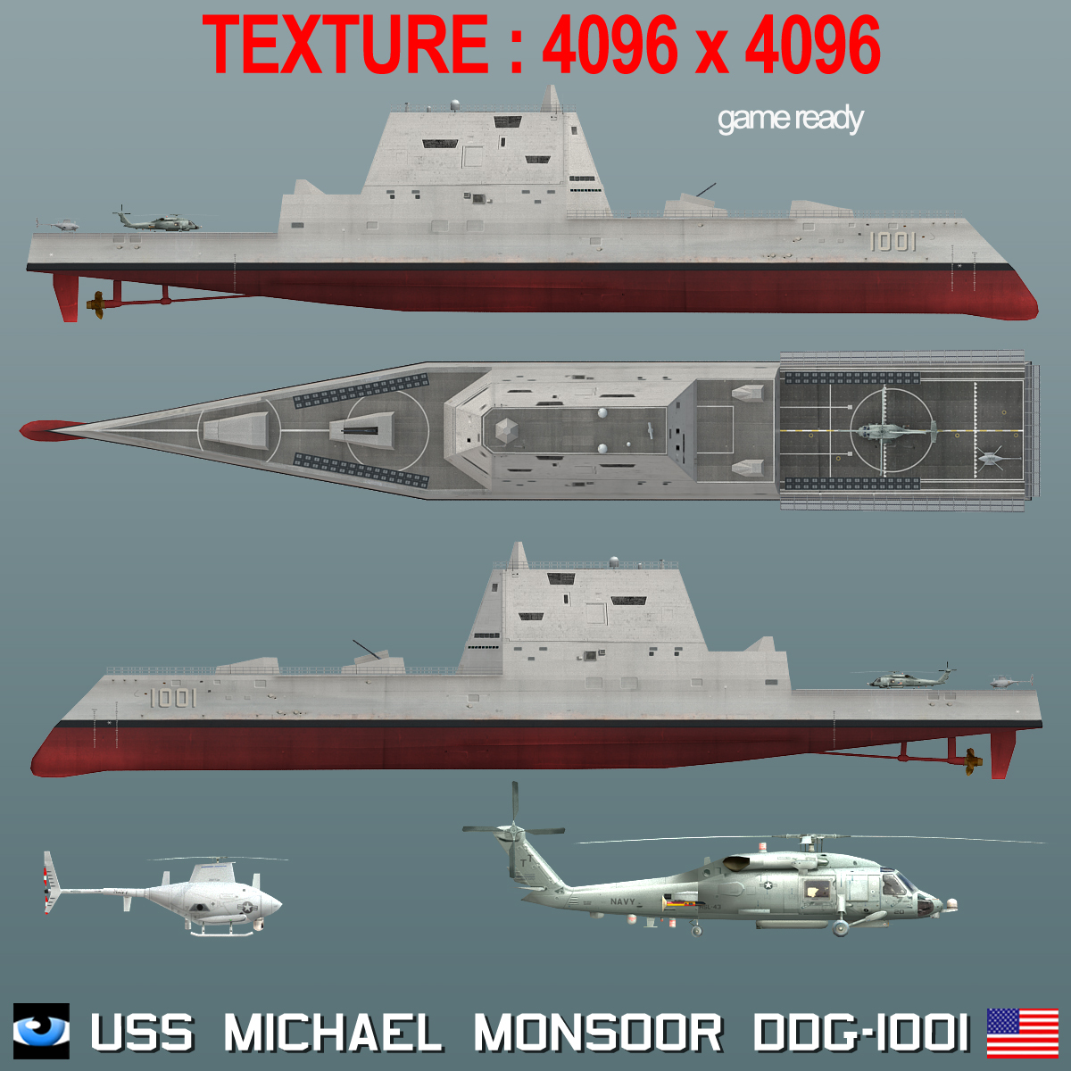 3d 3ds uss michael monsoor ddg-1001