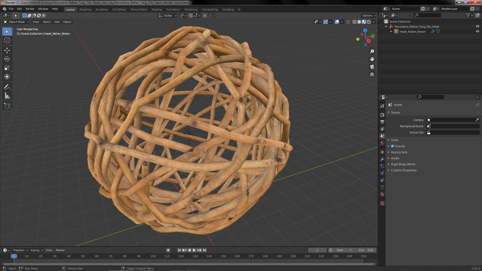 3D Decorative Rattan Twig Orb Hazel - TurboSquid 2078004