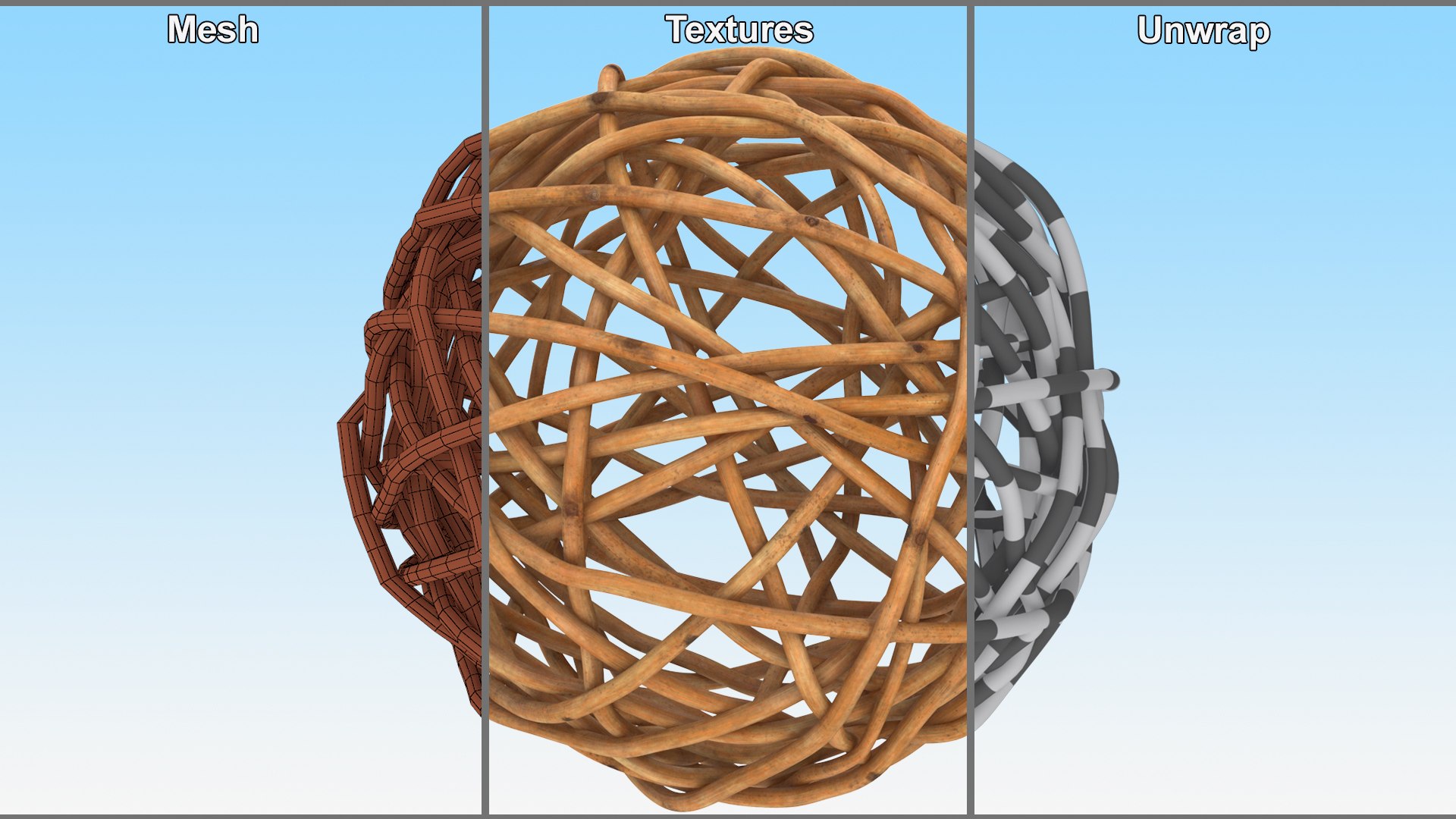3D Decorative Rattan Twig Orb Hazel - TurboSquid 2078004