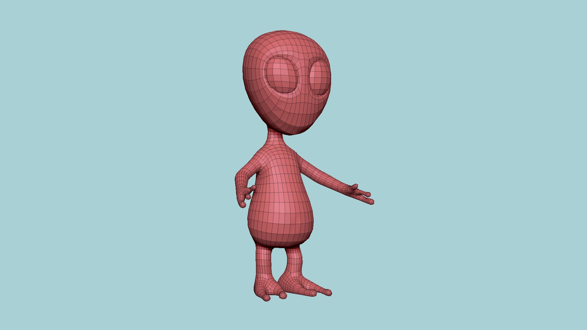 3D Model Cute Alien A07 Blue Black - Simple - Character Design ...