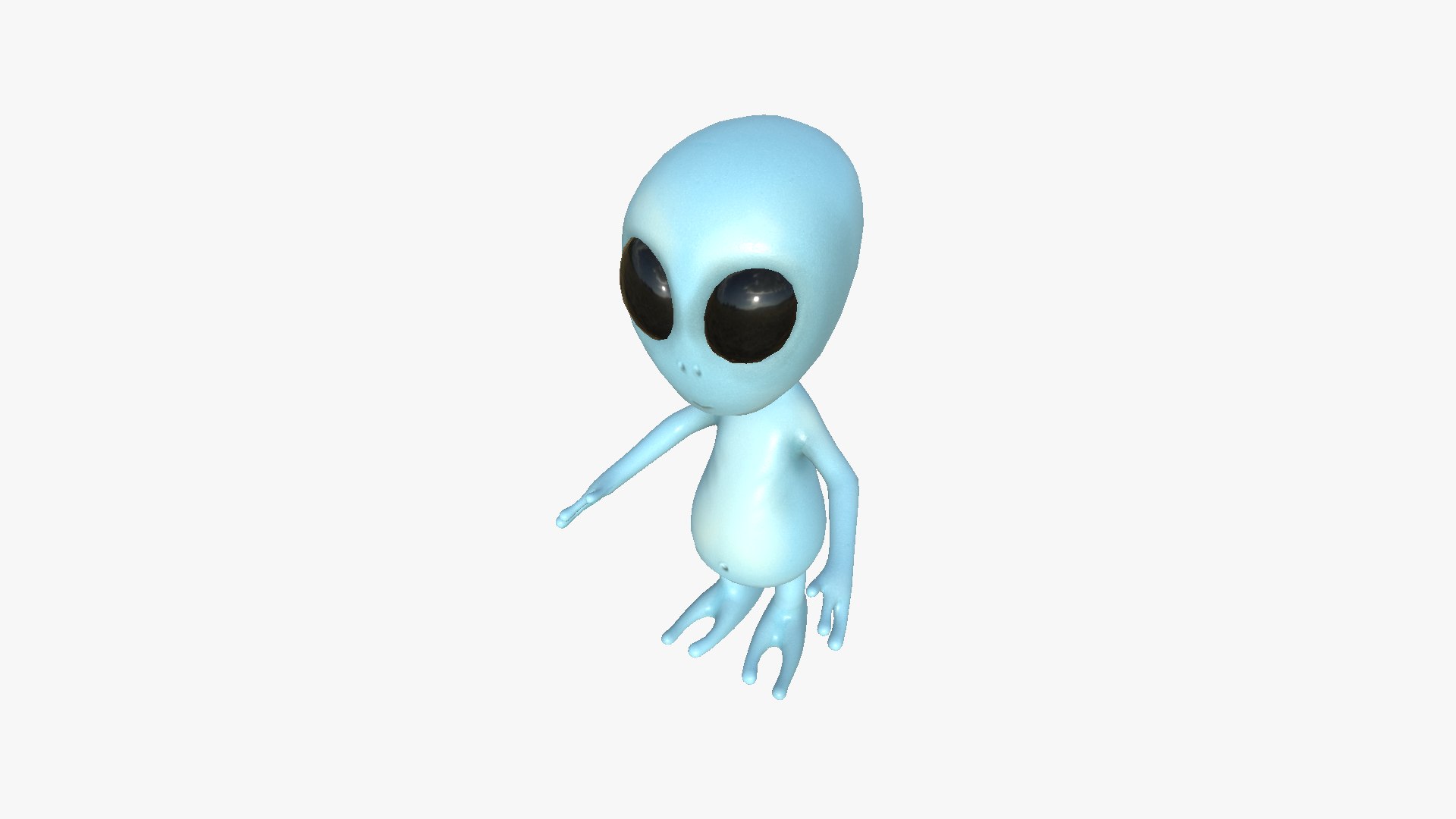 3D Model Cute Alien A07 Blue Black - Simple - Character Design ...