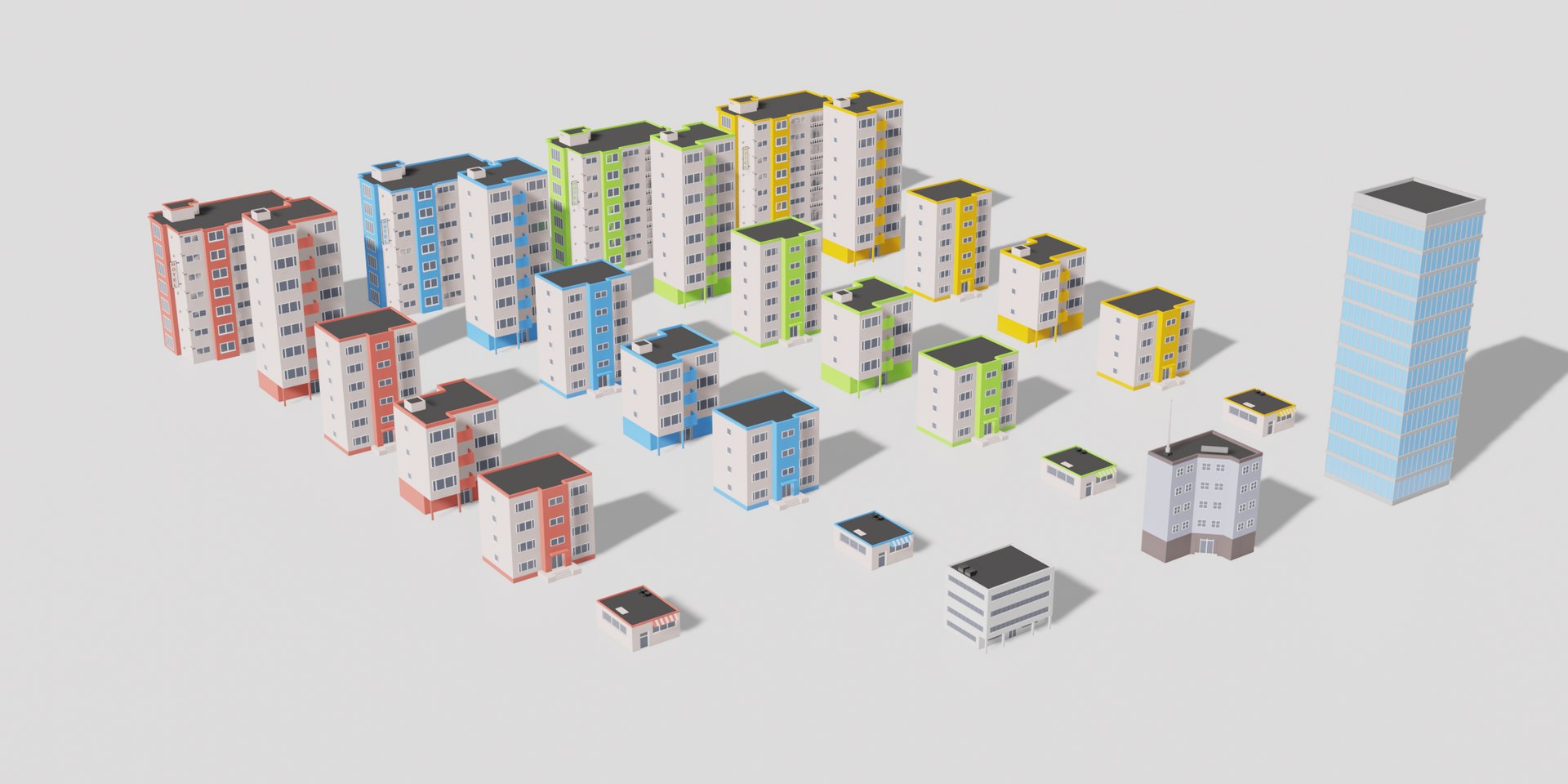 Building set 1Low Poly Building Pack Low-poly 3D model - TurboSquid 2059990