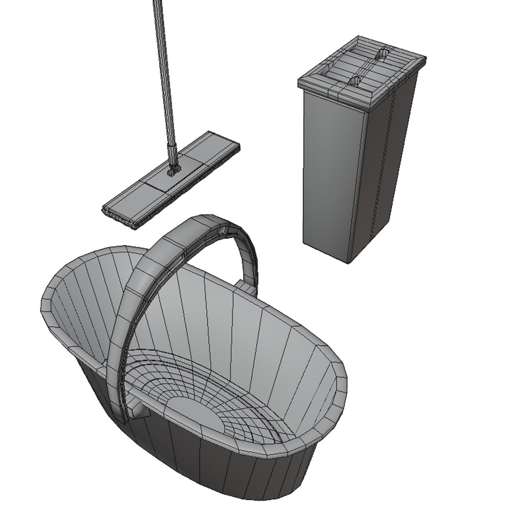3D Mop Bucket Wet - TurboSquid 1615739