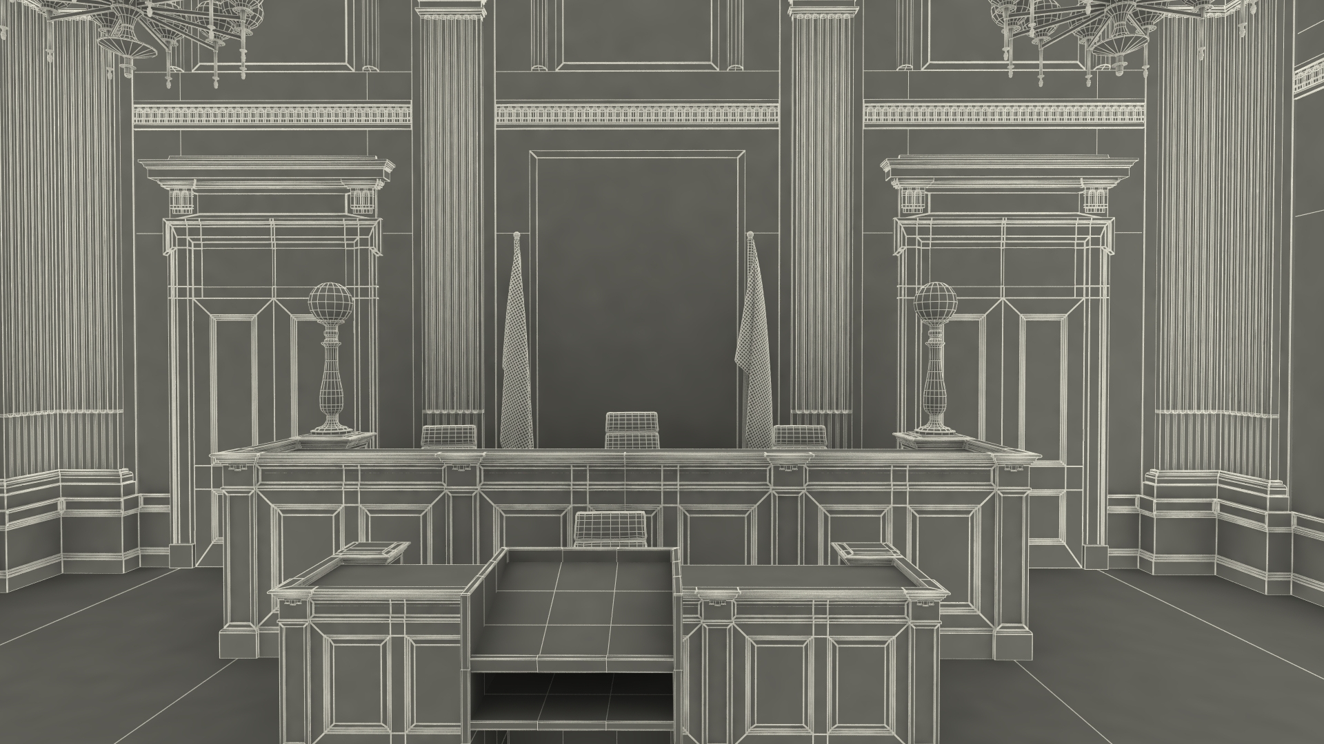 3D Traditional Court Room Model - TurboSquid 2398199