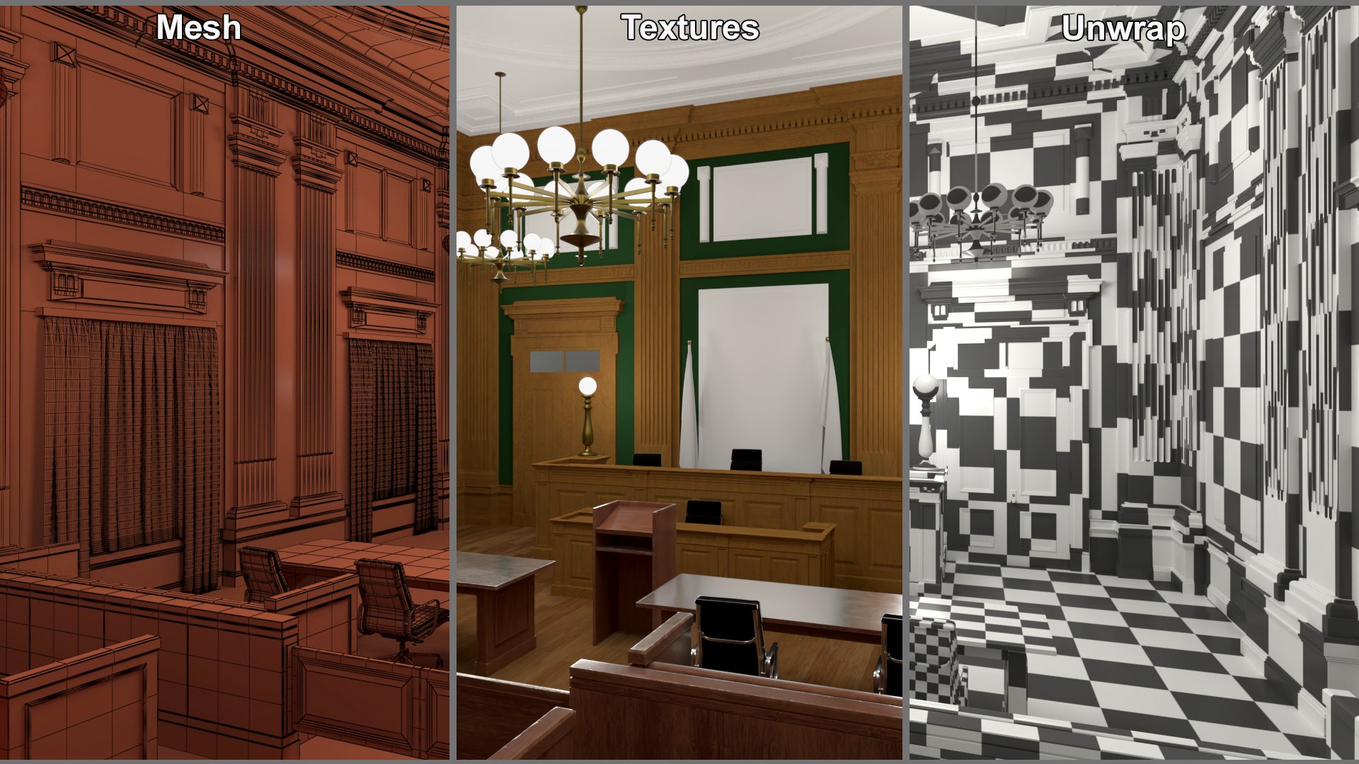 3D Traditional Court Room Model - TurboSquid 2398199