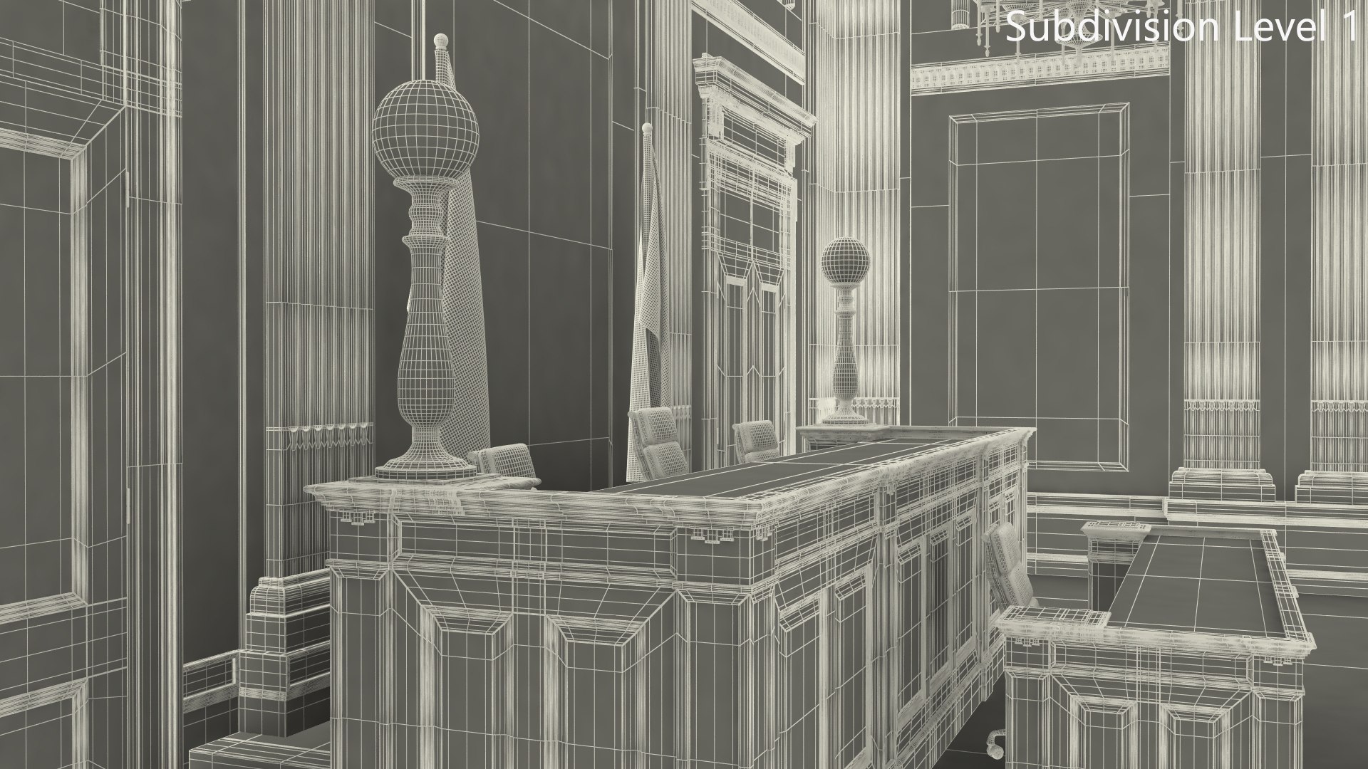 3D Traditional Court Room Model - TurboSquid 2398199