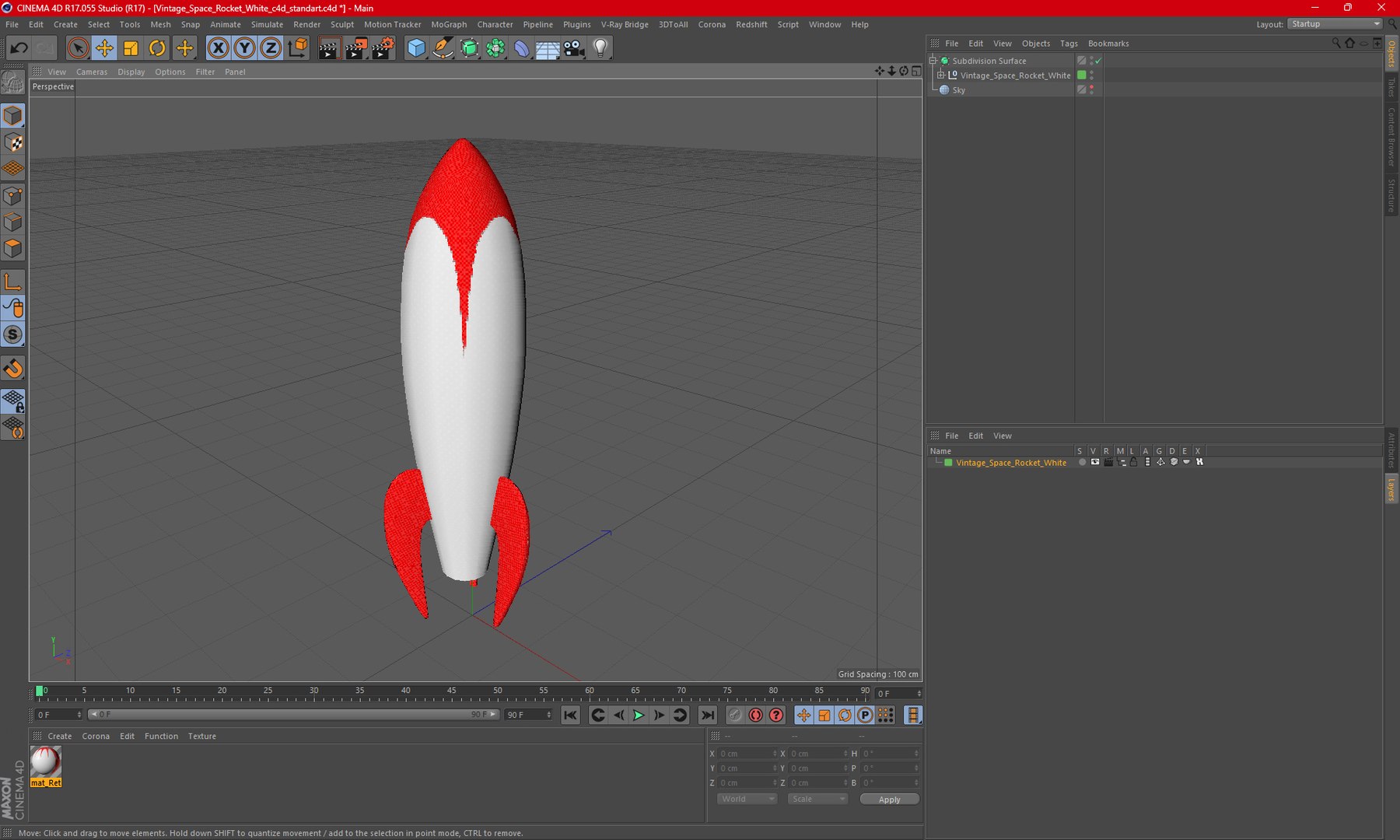 Vintage Space Rocket White 3D Model - TurboSquid 2112676