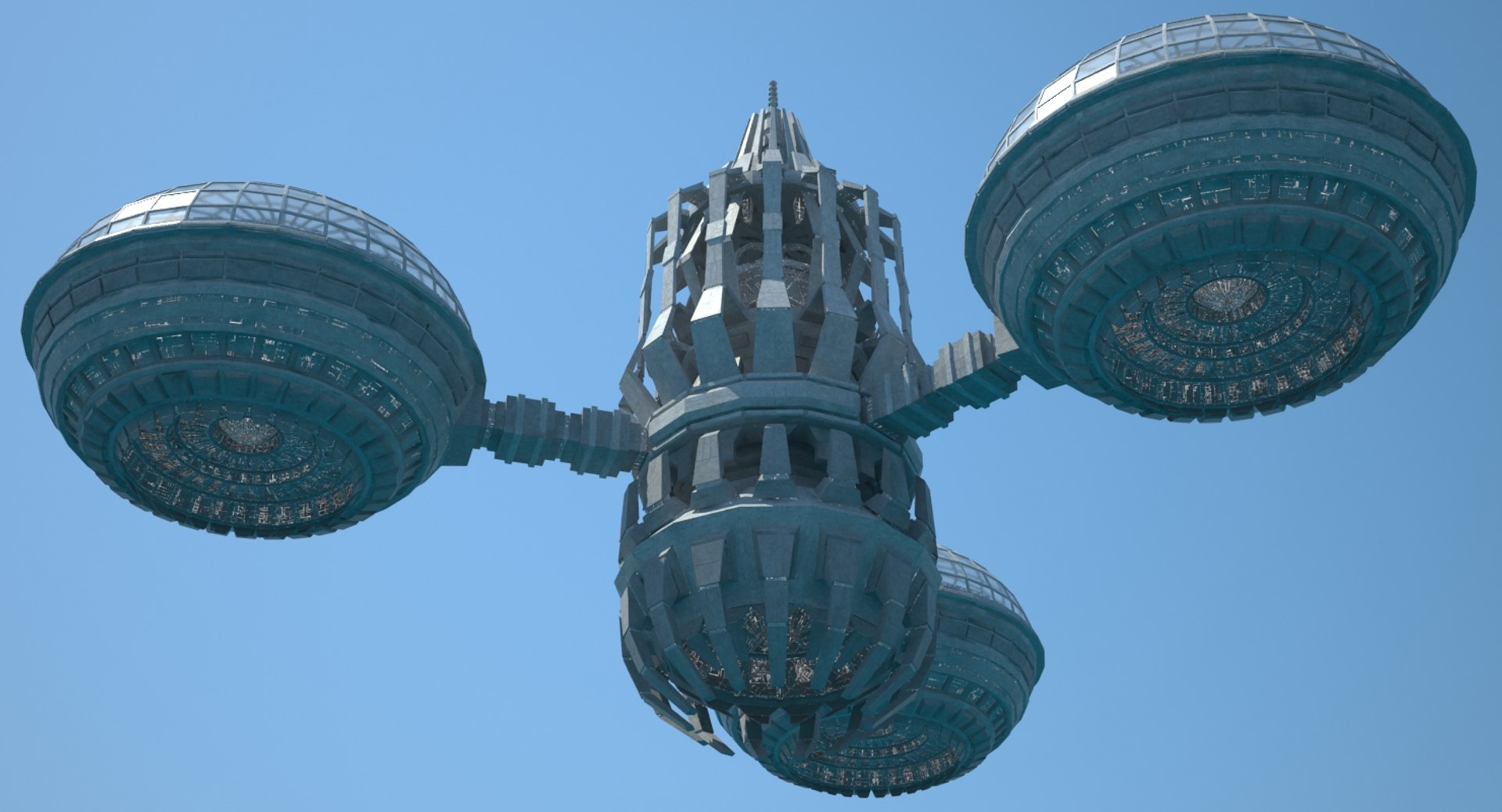 Ocean flying city model - TurboSquid 1201119